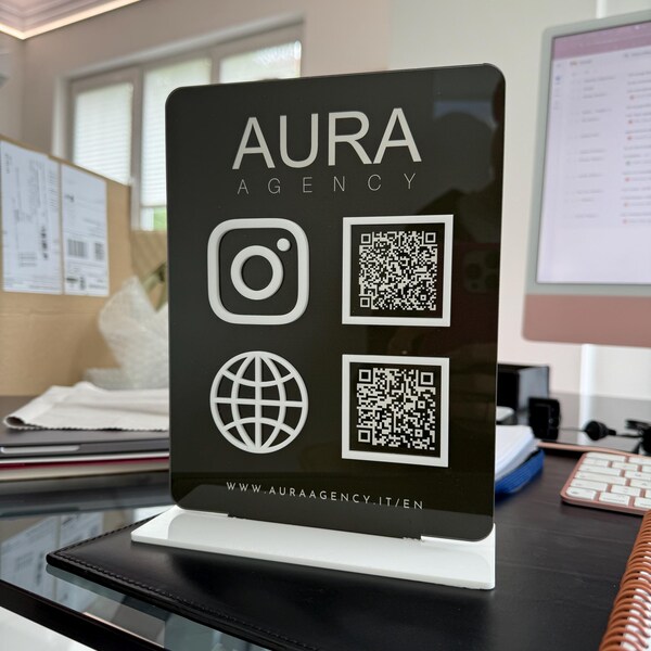 Custom Business Card Desk Sign, Realtor Sign, Digital Contact Card ...
