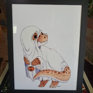 Spooky Ghost T-rex Print - Etsy