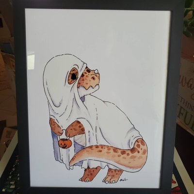 Spooky Ghost T-rex Print - Etsy