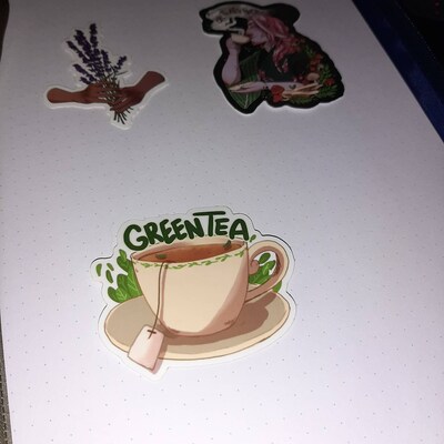 Green Tea Vinyl Sticker - Etsy