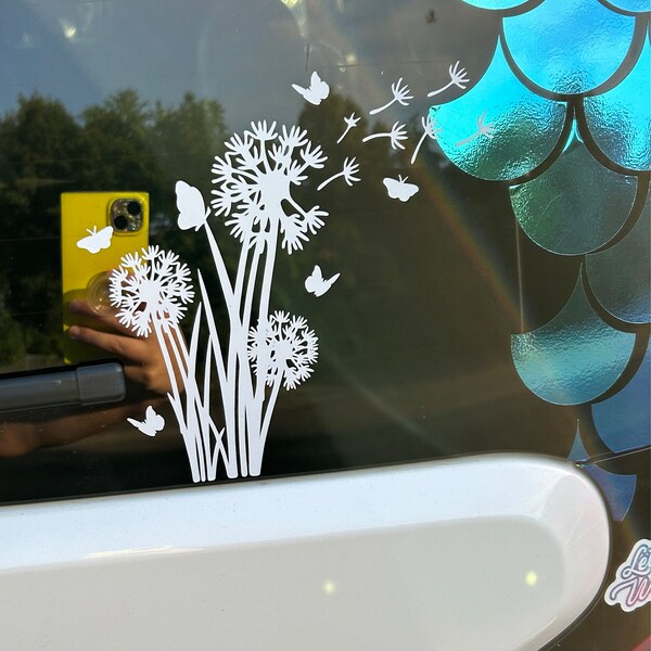 Dandelion Car Decal, Car Decals for Women Cute, Floral Decals Car ...