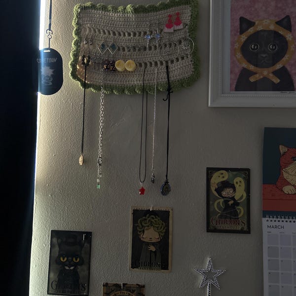 Crochet Hanging Jewelry Holder/completed Crochet Jewelry Display - Etsy