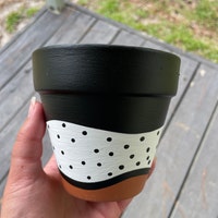 Hand Painted Terra Cotta Pot Navy Ombre Painted Terra Cotta - Etsy ...