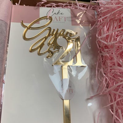 Happy Birthday Cake Topper Acrylic Cake Topper Fine Line Birthday Cake ...