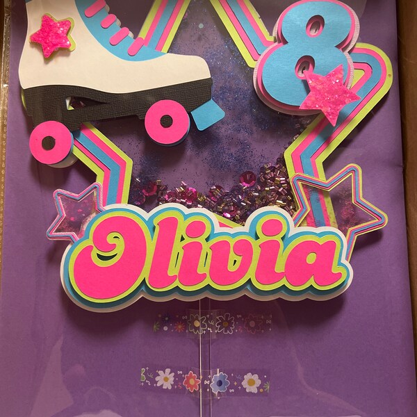 Retro Roller Skating Cake Topper, Roller Skating Birthday Party, Neon ...