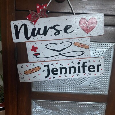 1 PIECE SIGN Nurse Sign Wall Art Door Hanger Plaque Wood Wooden ...