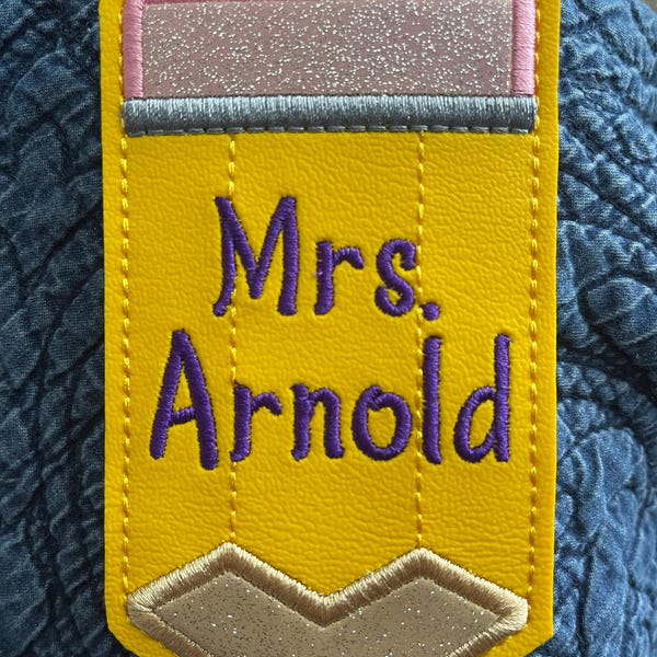 Personalized Crayon ID Badge Holder - Pencil Employee ID Holder ...