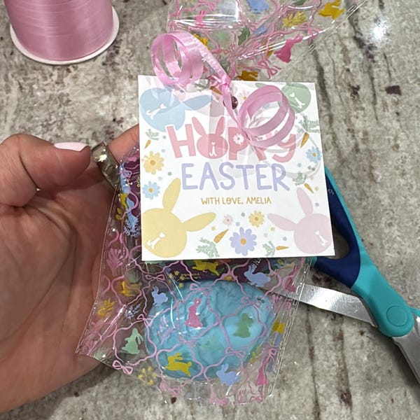 Editable Happy Easter Tag Template, Easter Bunny Cookie, Pastel HOPPY ...