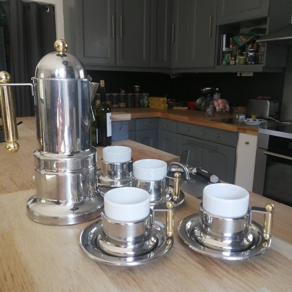 RARE Vintage Espresso Maker, in Black Aluminum With Removable Ceramic ...