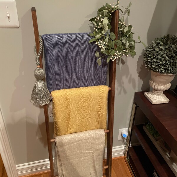 Decorative Farmhouse Blanket Ladder- Tall 7 Ft Rustic Wooden Blanket ...