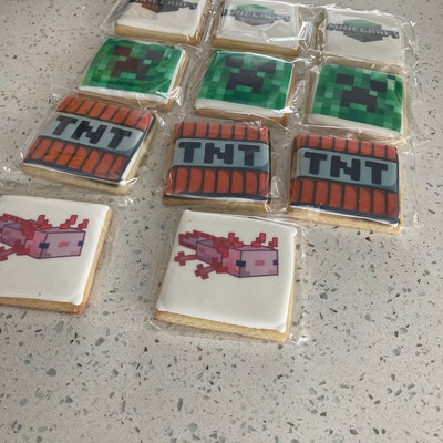 12 Count Minecraft Themed Party Cookies Minecraft Decorated Sugar ...