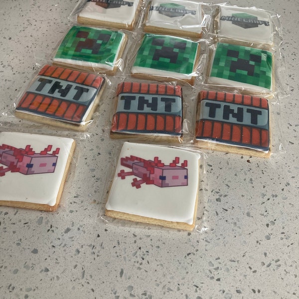 12 Count Minecraft Themed Party Cookies Minecraft Decorated Sugar ...