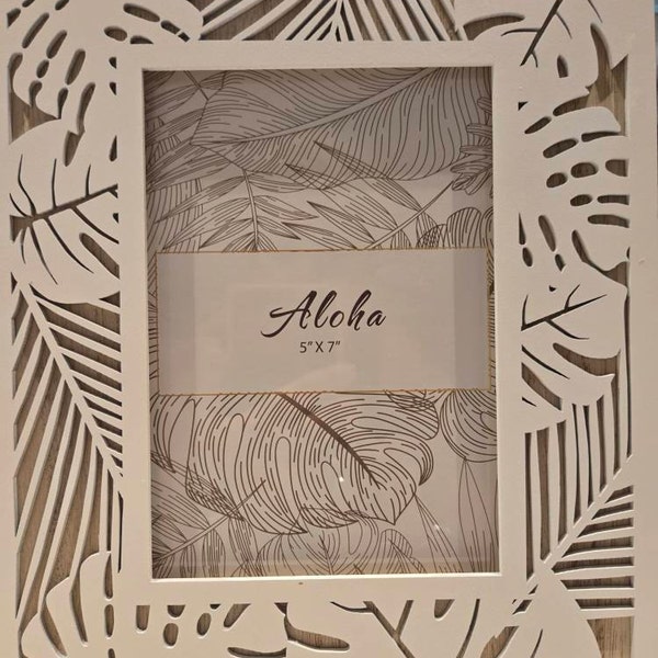 Aloha Tropical Leaf Picture Frame 5x7 | School Year, Wedding Frame for ...