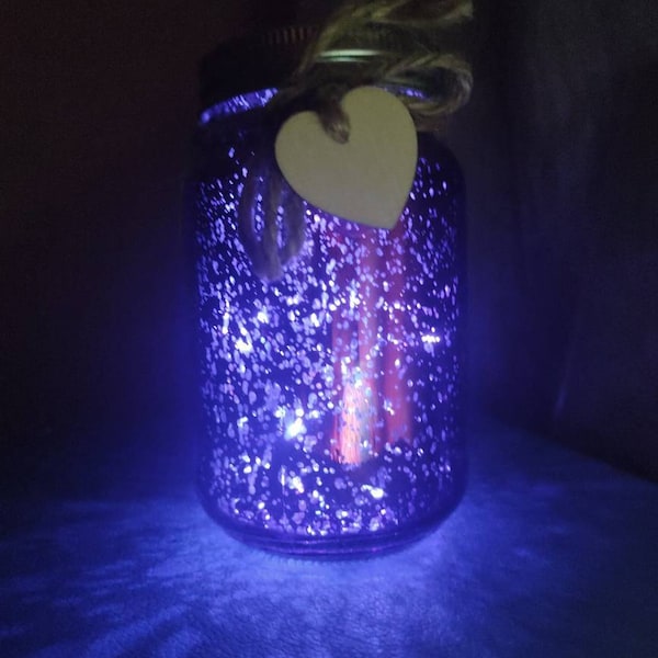 Light up Jar -hand Painted Glass - Night Light-sparkle Light- Firefly ...