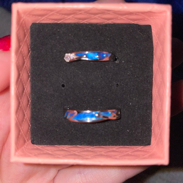 Meteor Galaxy Star Couple Matching Rings Set Silver Couple Rings Zodiac ...