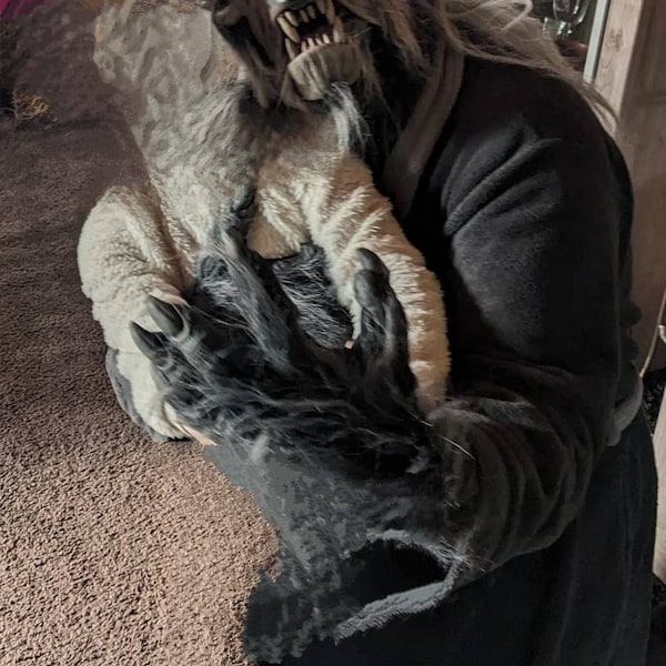 Brown Werewolf Beast Claws Hands Adult Halloween Hand Made USA Costume ...
