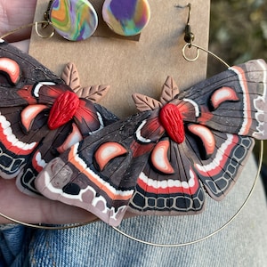 Polymer Clay Rosy Maple Moth Hoop Earrings Rosy Maple Moth - Etsy