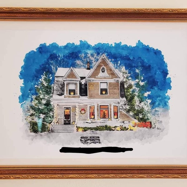 Watercolor House Painting, House Warming Gift, Realtor Client Gift ...