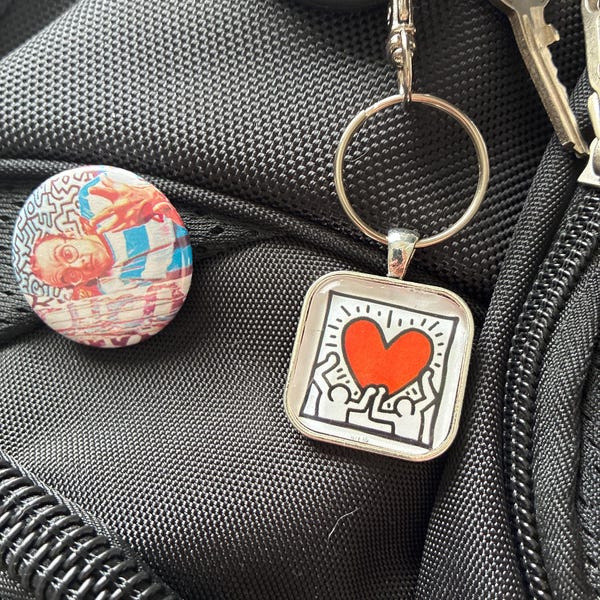 Keith Haring Love Charm Necklace With 24 Inch Rolo Chain - Etsy