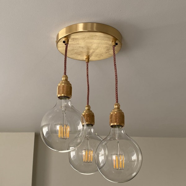 Brass 3 Pendant Ceiling Light (without Bulbs) - Etsy
