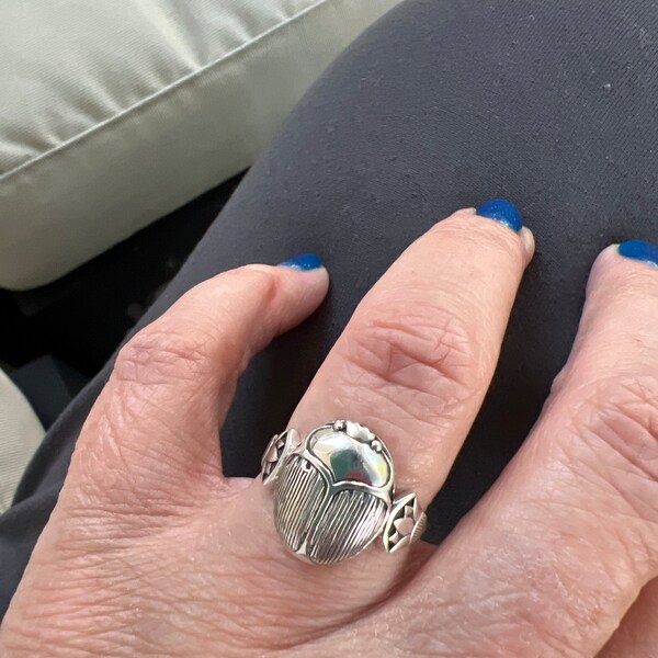Sterling Silver Scarab Ring. Scarab Jewelry, Egyptian Jewelry, Beetle ...