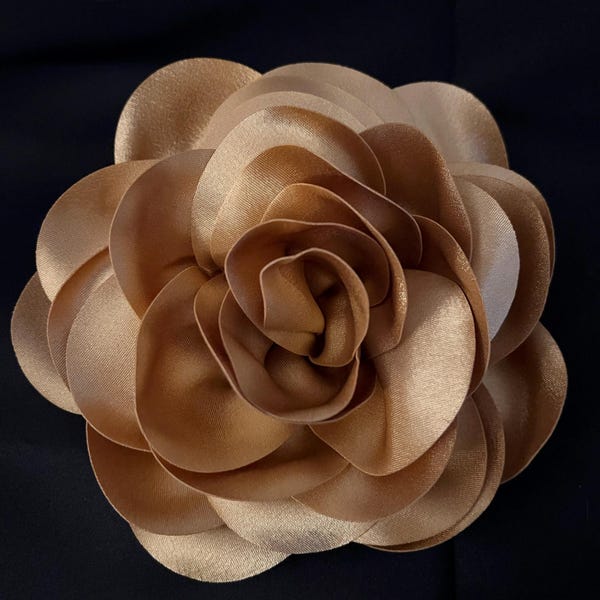 Large Gold Silk Flower Brooch Pin Gold Flower Flower Pin Hair Clip Large Gold Pin Flower Women’s ...