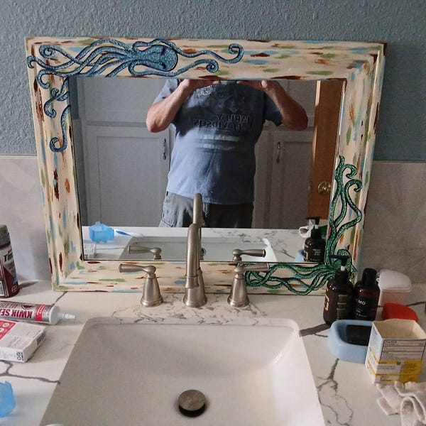 Hand Painted Beach Themed Mirror, Beach Mirror, Beach Decor, Beach ...