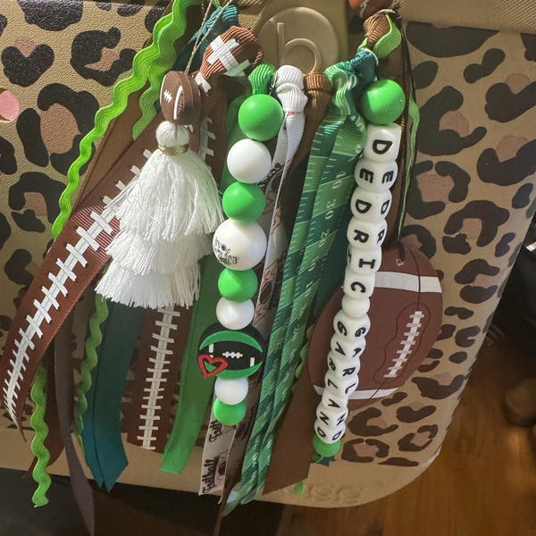 Personalized Football Mom Bag Tassel, Football Keychain, Football Mom ...