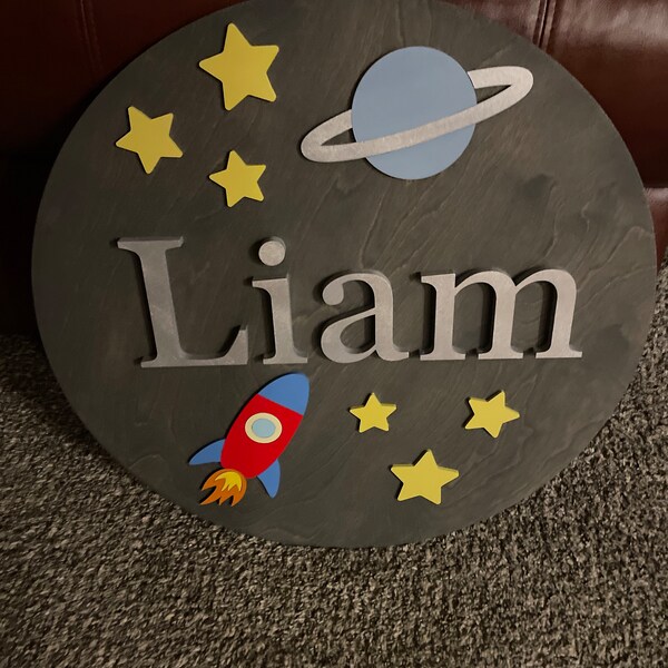 Space Name Sign, Space Wall Art, Nursery Name Sign, Outer Space Decor ...