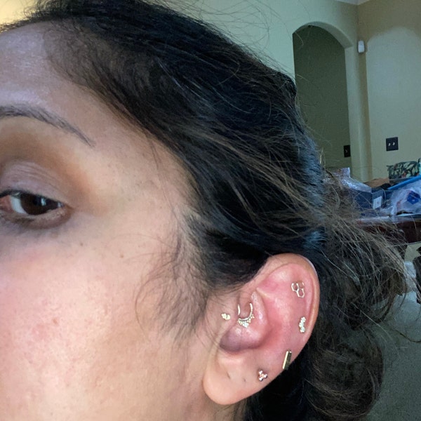 Diamond Solid 14k Gold Daith Ring, Diamond Daith Earring, Diamond Daith ...