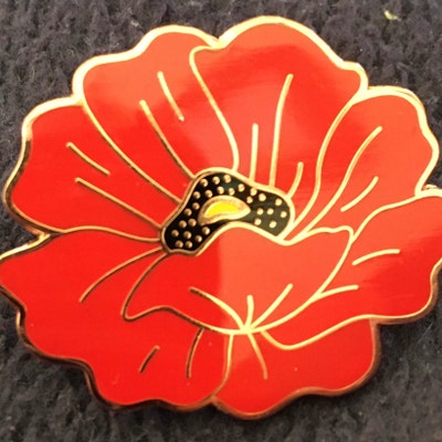 Red Poppy Pin, Floral Hard Enamel Pin, Poppy Brooch, Poppy Jewelry ...
