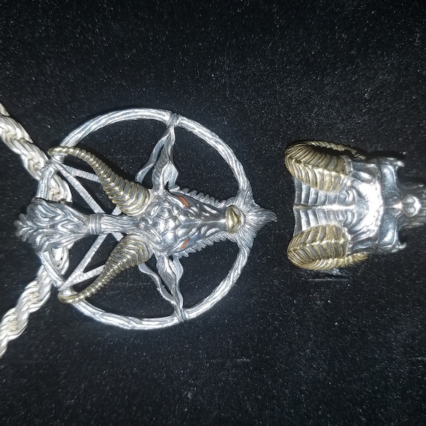 Baphomet Pentagram Satanic Pendant Necklace Silver Occult Satanic ...