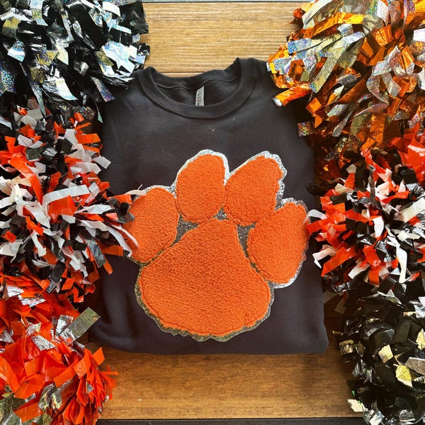 Orange Checkered Game Day Patch, Iron on Patch, Chenille Sequin Patch, DIY Patch, Preppy ...