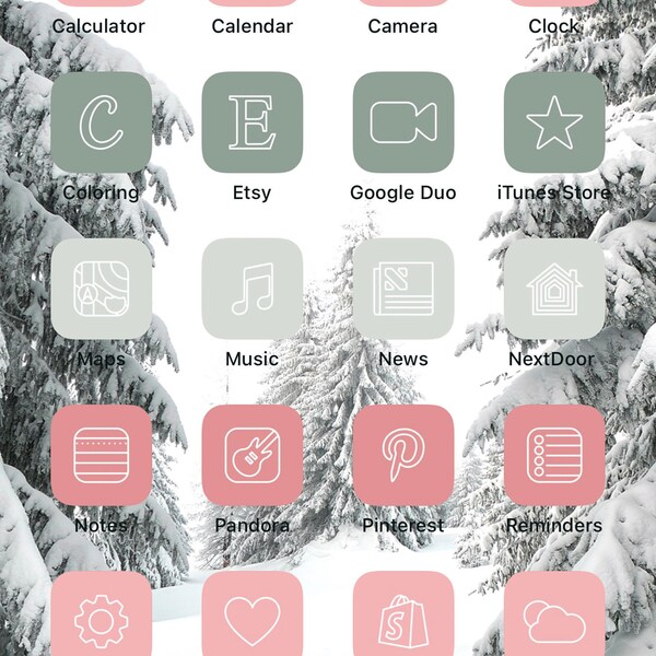 Sweet Winter App Icons, Winter Green Red Aesthetic App Icons, Christmas ...