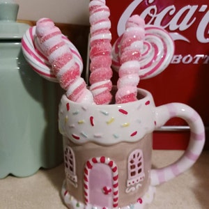 Holiday Mug With Lid Covered Candy Cane House Cup Hot Cocoa Mug ...