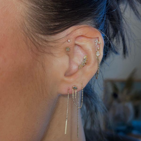 NEW ‣ Patra Chain Attachment With Genuine Gemstones • 14K Solid Gold ...