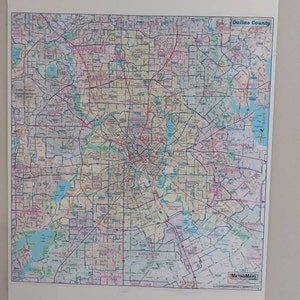 Tarrant County TX ft. Worth Detailed Arterial Wall Map 36x40 W/zip ...