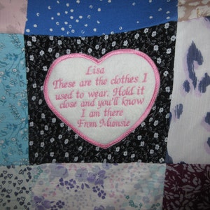 Personalised Heart Shaped Memory Embroidery Patch for a Memory Pillow ...