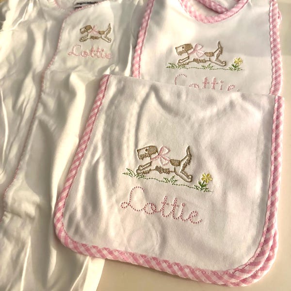 Picot Trimmed Heirloom Laurel Frame Monogrammed Baby Girl or Boy Sack ...