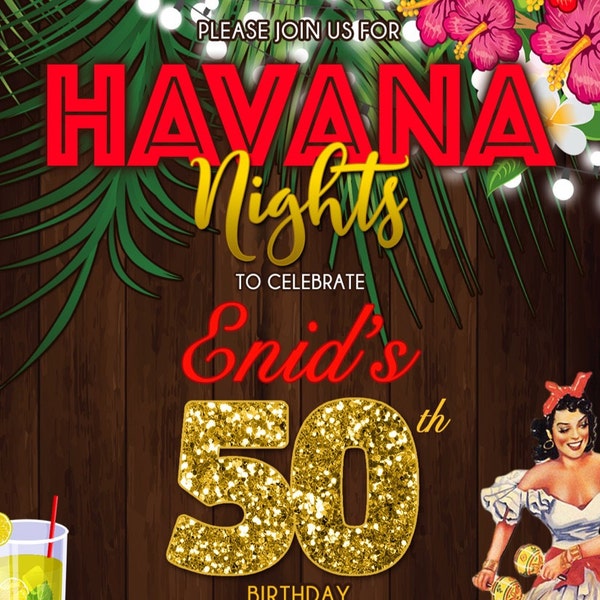 Havana Nights Party, Havana Night Birthday Party Invitation, Havana ...