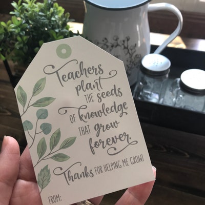 PRINTABLE Teacher Appreciation Gift Tags, Teacher Thank You Card ...