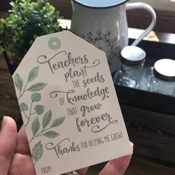 PRINTABLE Teacher Appreciation Gift Tags, Teacher Thank You Card ...
