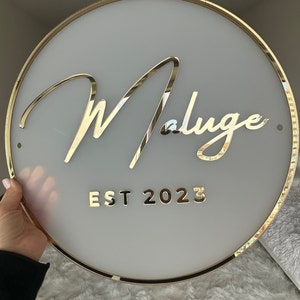 Custom Business Acrylic Sign for the Wall With Unique Gold Mirror 3D ...