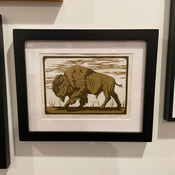 Original Hand-pressed Limited Edition Bison Linocut Print - Dusty ...