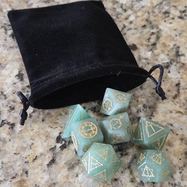 Green Jade DND Dice Set, Aventurine Sharp Edge D&D Dice Set, Dungeons ...