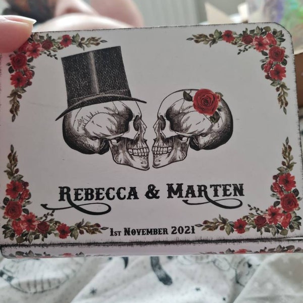 Gothic Ring Bearer Box Skulls Ring Box Halloween Wedding Ring Box Black ...