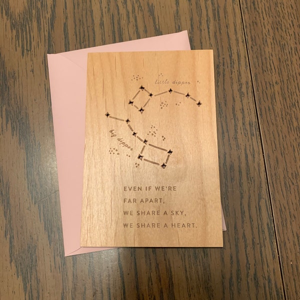 Big & Little Dipper Constellation Wood Card [long Distance Relationship ...