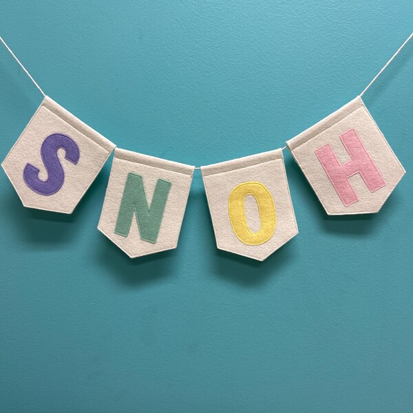 Pastel Felt Name Bunting - Large Felt Flag Garland - Girls Room Banner ...