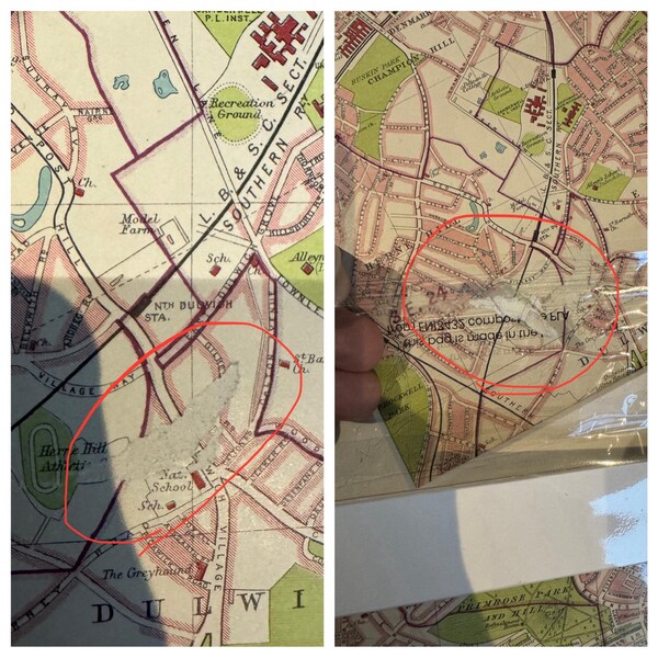 1940s VINTAGE LONDON MAP, North West London, Brent, Hendon, Matted ...