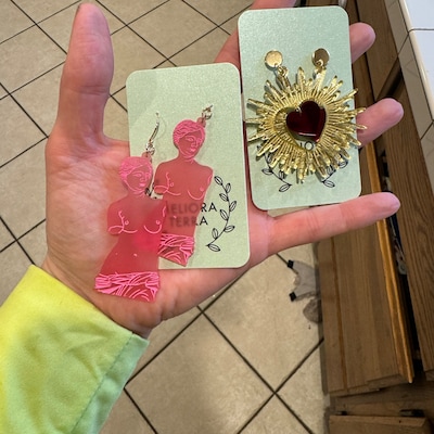 Gilded Birth of Venus Botticelli Acrylic Gold Filled Statement Earrings ...